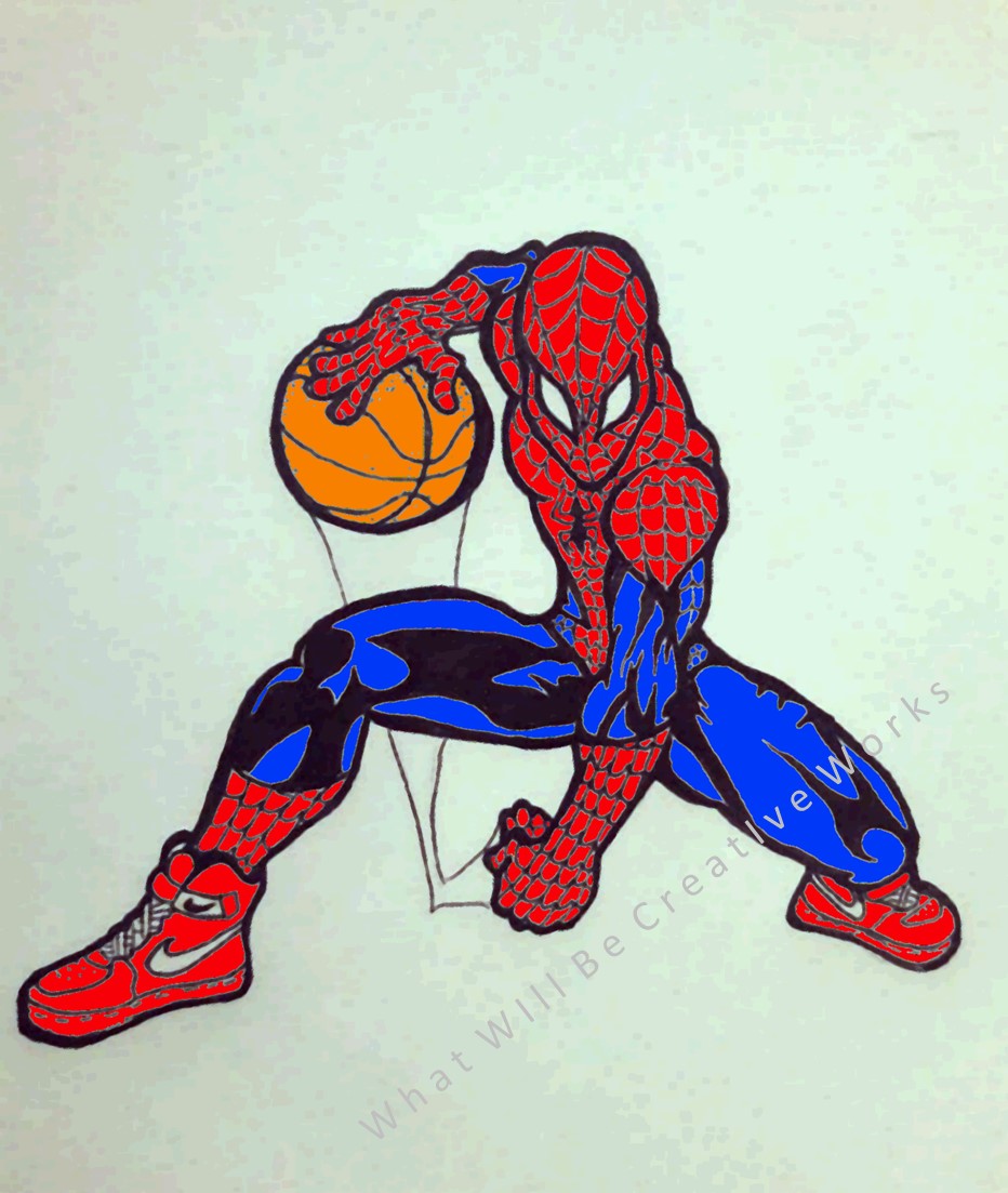 Spiderman Plays Basketball Fun Art Print – What Will Be Creative Works